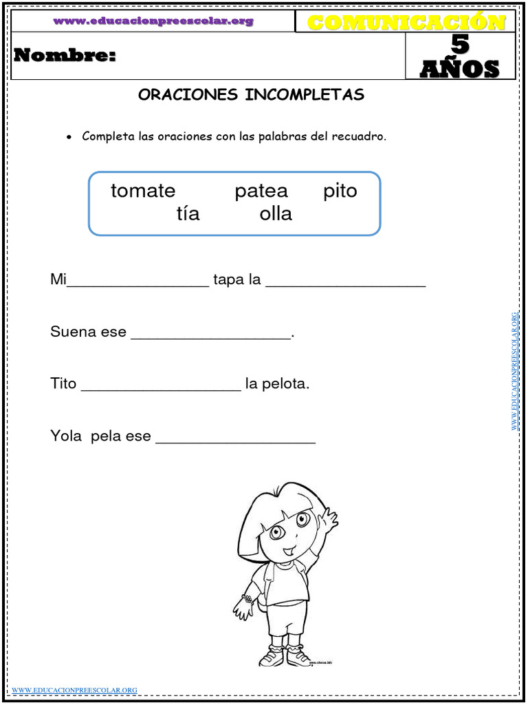 Actividades de Oraciones Incompletas | PDF