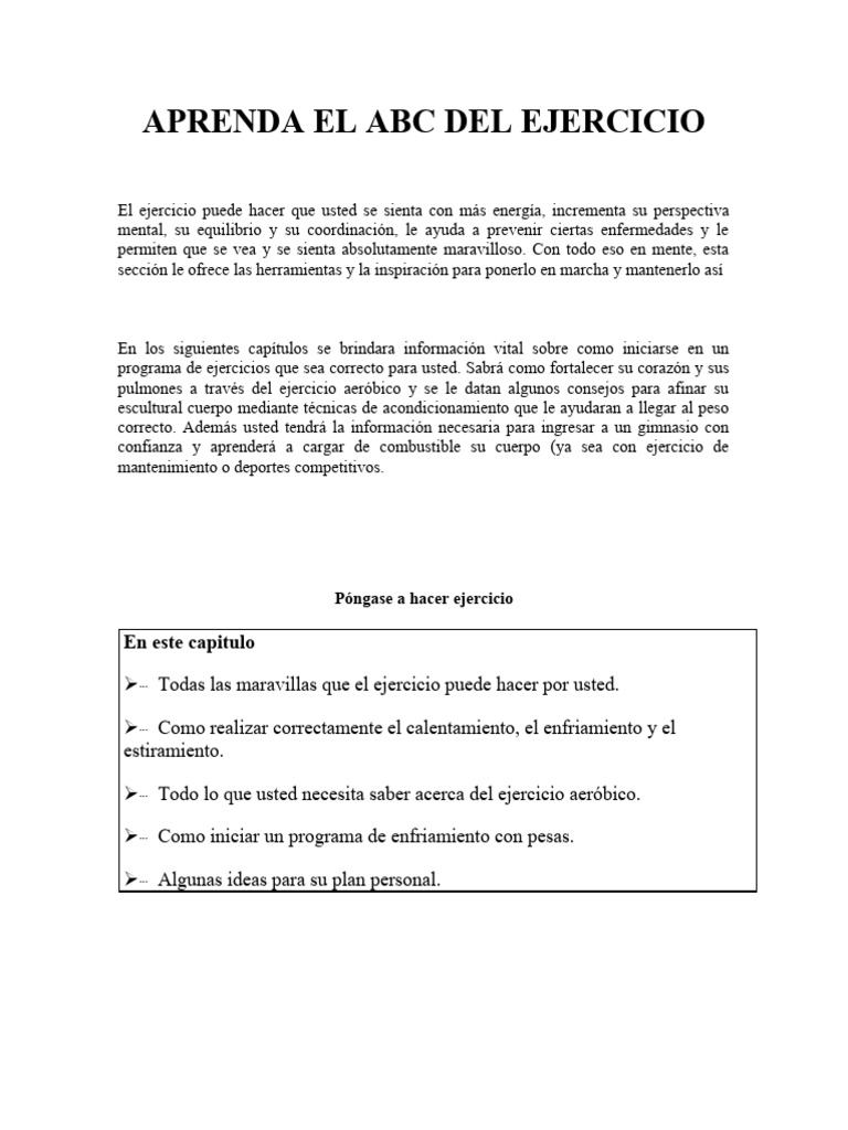 Aprenda El ABC Del Ejercicio | PDF | Ejercicio aerobico | Entrenamiento con pesas