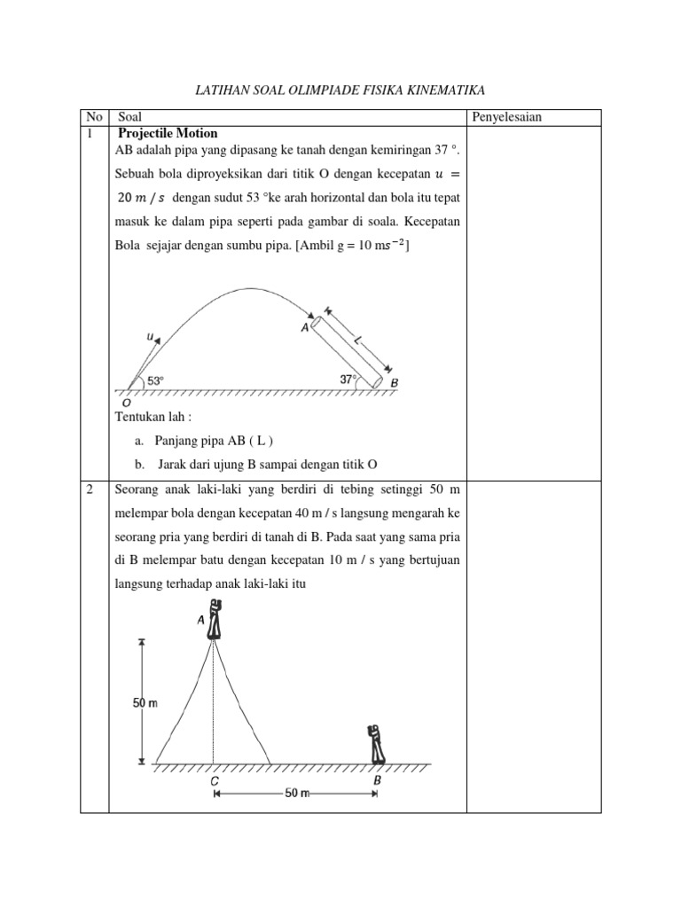 Latihan Soal Olimpiade Fisika Kinematika | PDF