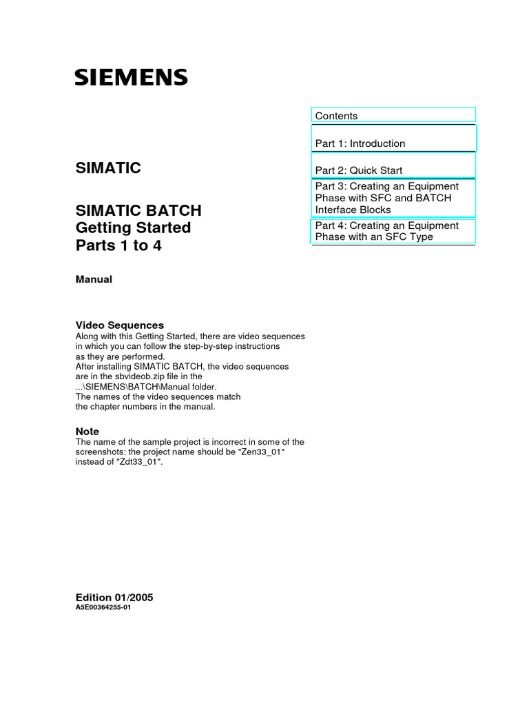 Simatic Batch Getting Started Parts 1 To 4 Pdf Trademark Automation