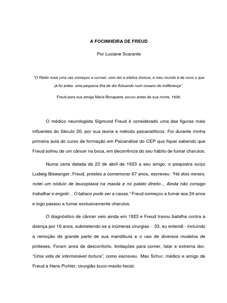 PARCIAL A Focinheira de Freud | PDF | Sigmund Freud | Câncer