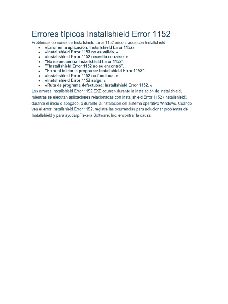 Errores Típicos Installshield Error 1152 | PDF | Salud y bienestar | Informática