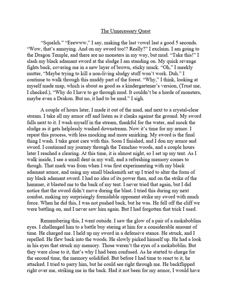 The Unnecessary Quest Narrative 1 | PDF