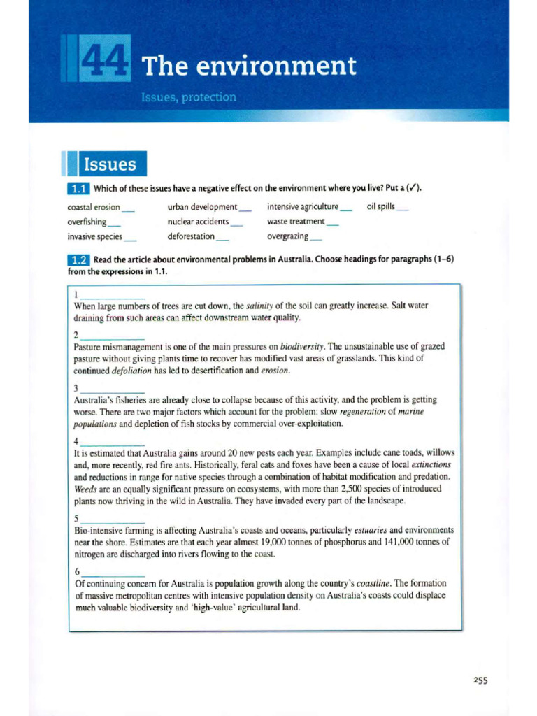 Vocabulary Worksheet The Environment 3 | PDF