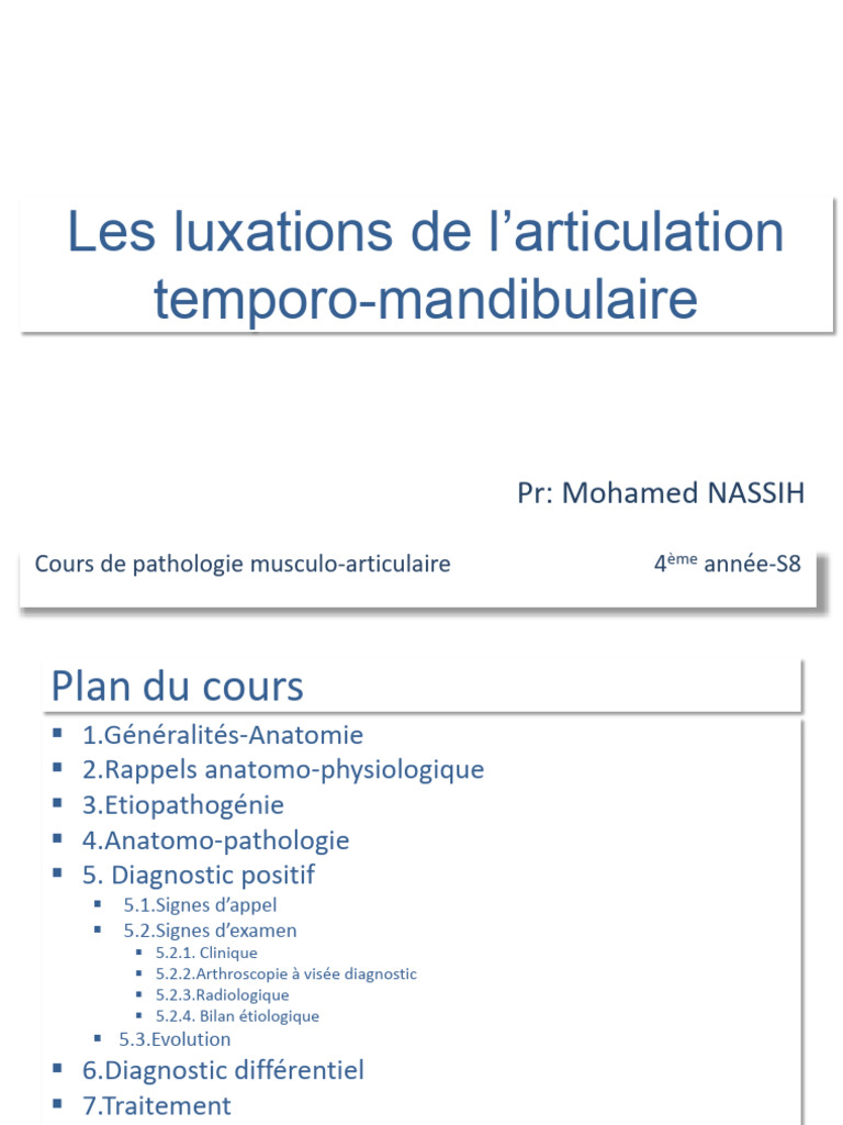 Luxation de l'ATM et manœuvre de Nélaton | PDF | Médecine | Anatomie ...