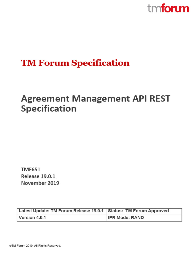 TMF651 Agreement Management API User Guides v4.0.0 | PDF | Identifier ...