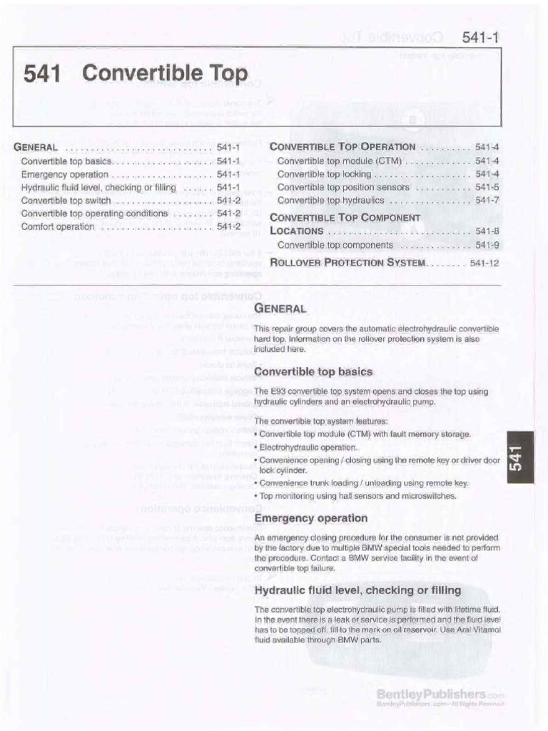 Convertible Top BMW E90 | PDF | Actuator | Pump