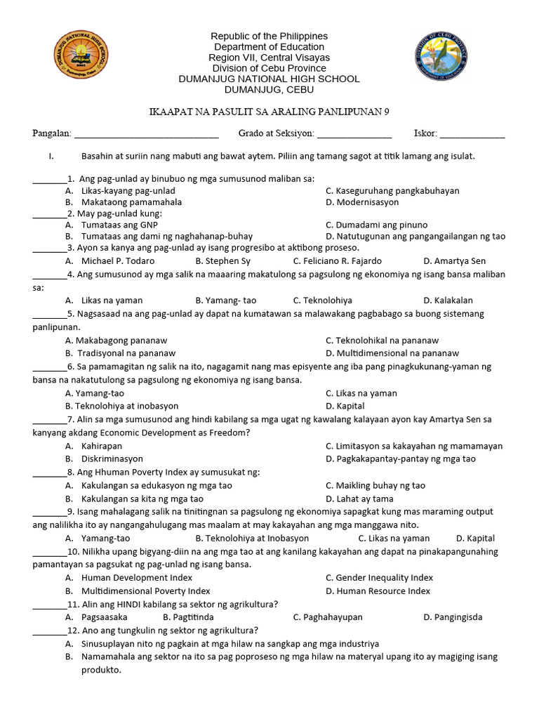 AP 9 4th Quarter | PDF