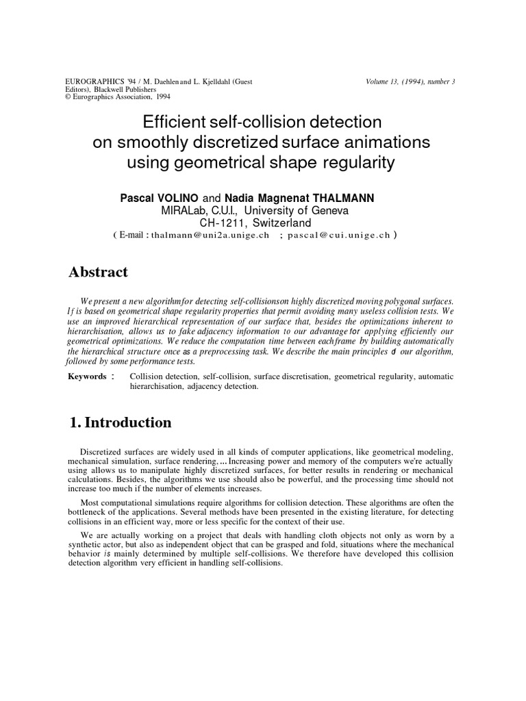 Collision Detection Shape Regularity Pdf Rendering Computer Graphics Area