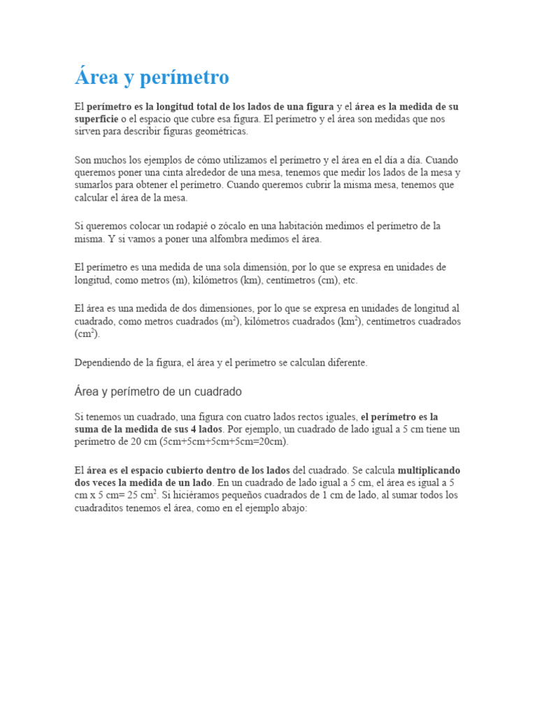 00 Areas y Perimetro | PDF | Zona | Rectángulo