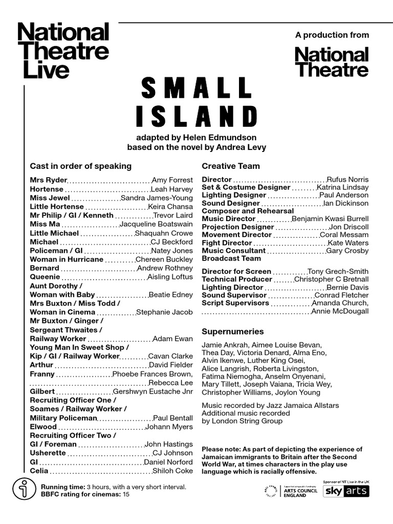 National Theatre at Home Small Island Cast List | PDF