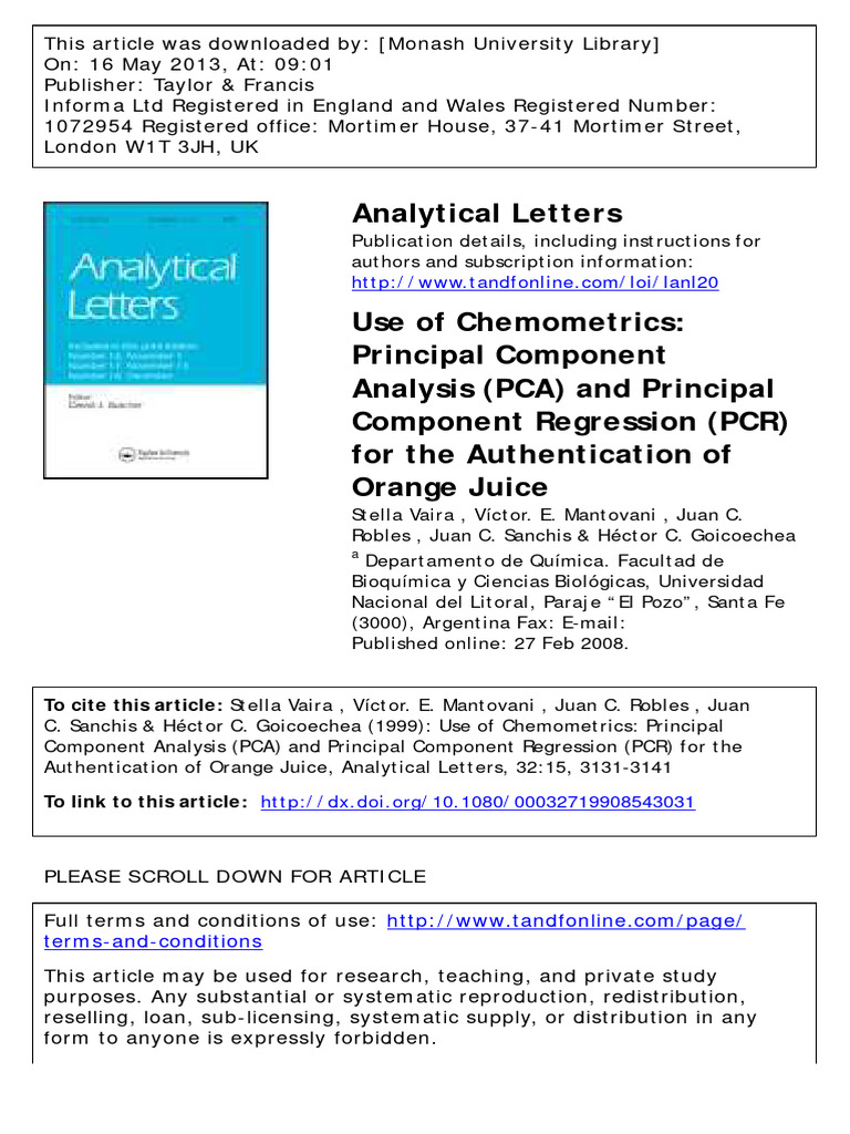 Chemometrics and Intelligent Laboratory | PDF | Covariance Matrix | Regression Analysis
