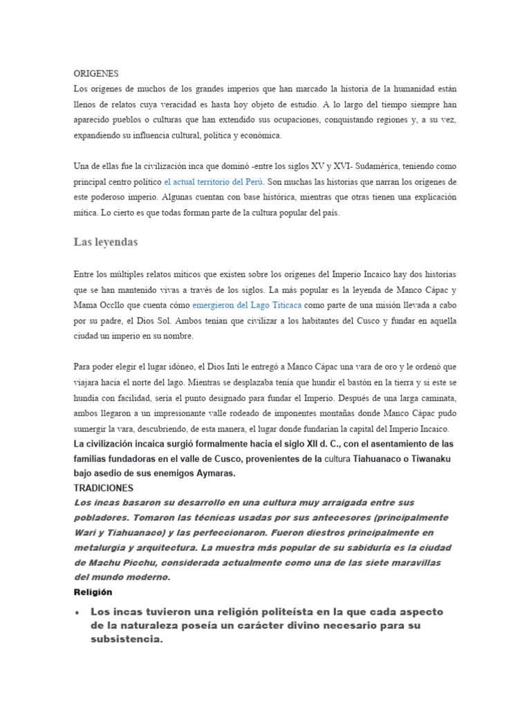 IMPERIO I | PDF | Imperio Inca