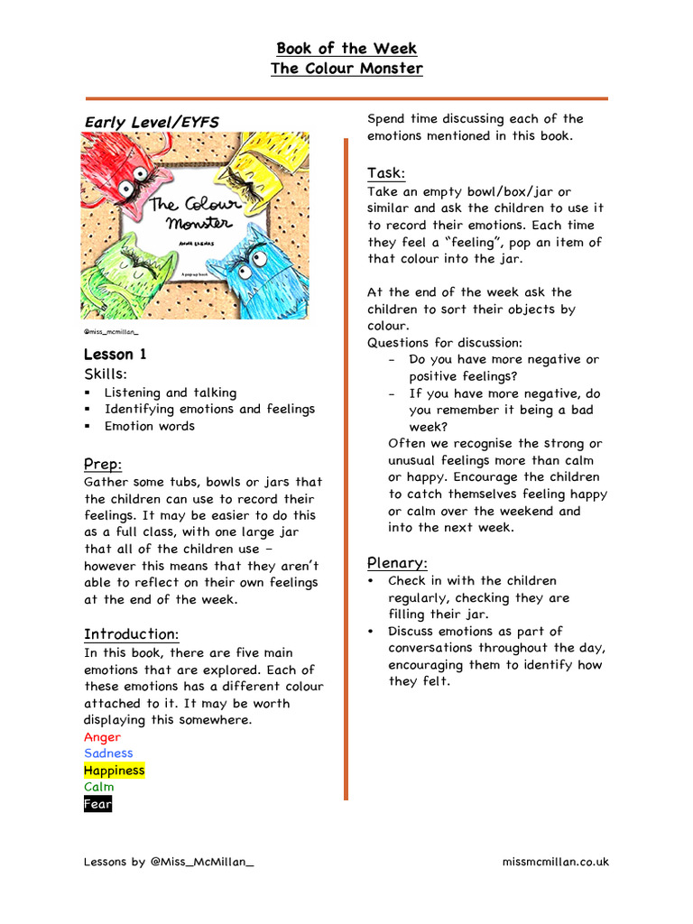 Early The Colour Monster | PDF | Anger | Emotions