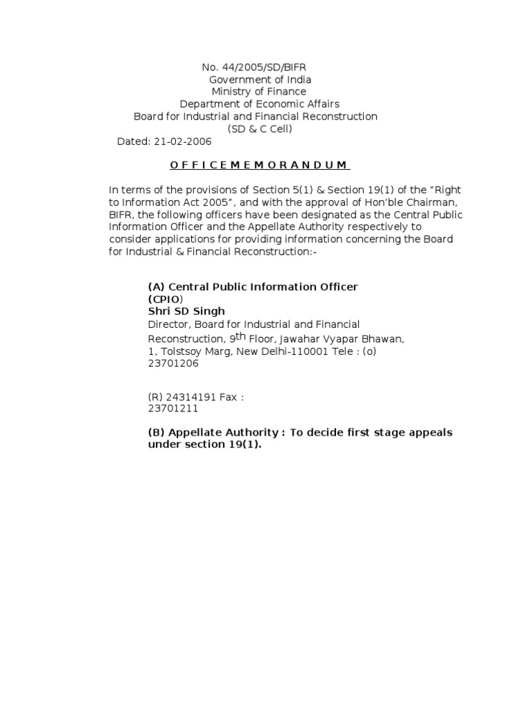 BIFR RT Act1 | PDF | Service Industries | Business