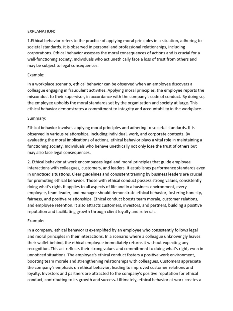 EXPLANATION (Ethics) | PDF | Integrity | Empathy