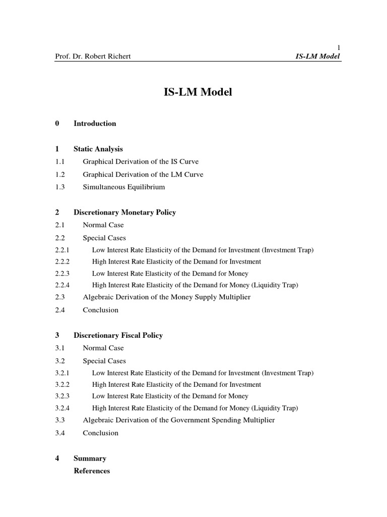 4 IS-LM Model | PDF | Keynesian Economics | Fiscal Policy