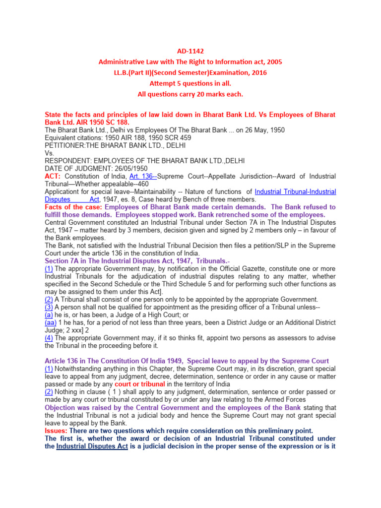 Administrative Law - Old Question Papers | PDF | Administrative Law ...