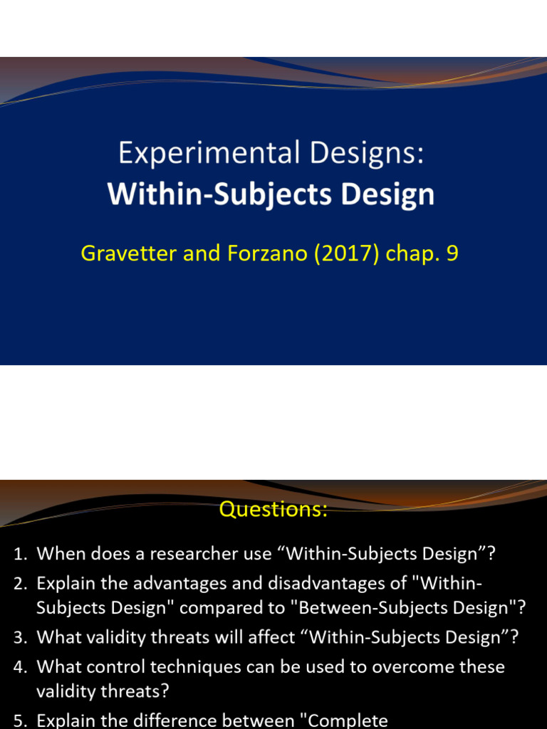 Advantages of Within-Subjects Design | PDF | Confounding | Statistics