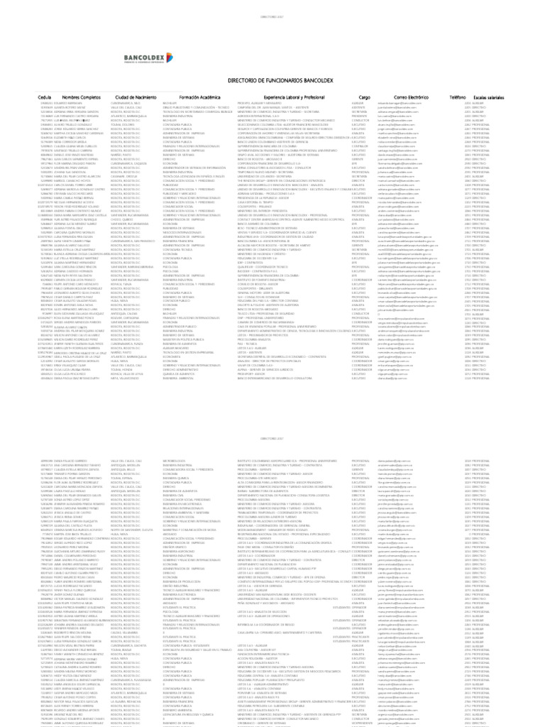Directorio de Funcionarios Bancoldex | PDF | Bogotá | Colombia