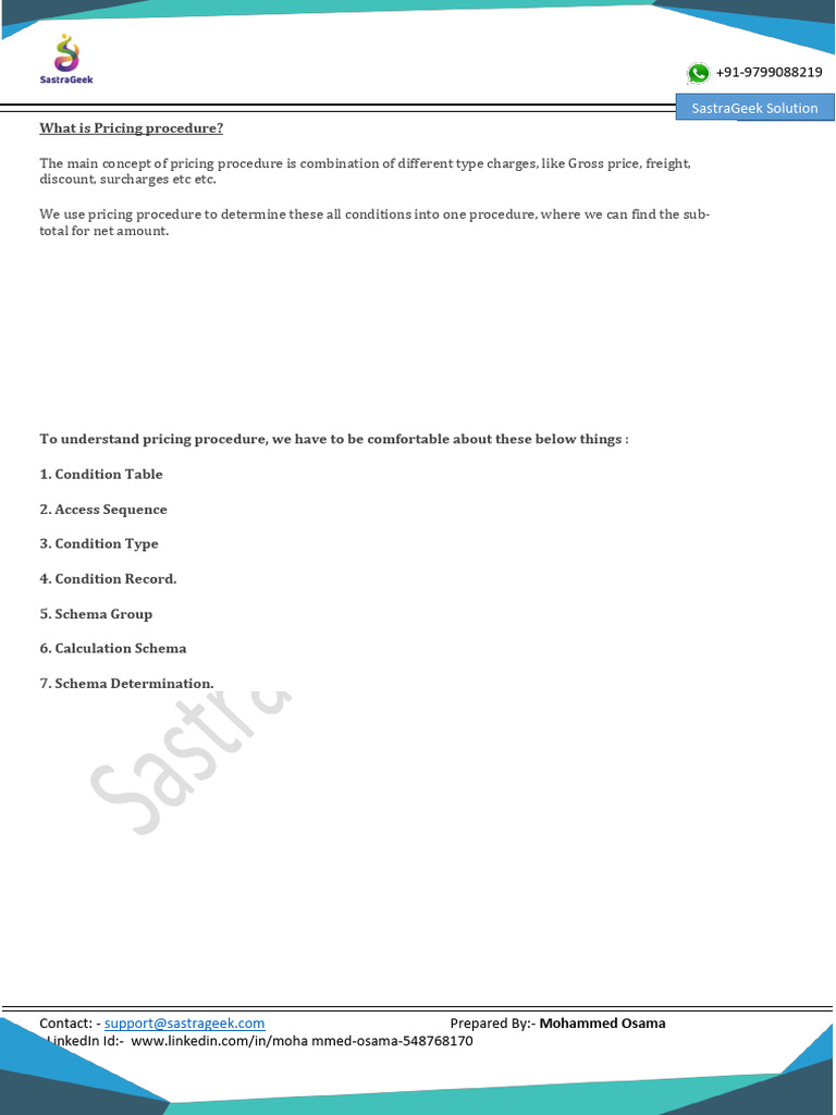 SAP MM Pricing procedure | PDF | Pricing | Xml Schema SAP MM Pricing procedure | PDF | Pricing | Xml Schema