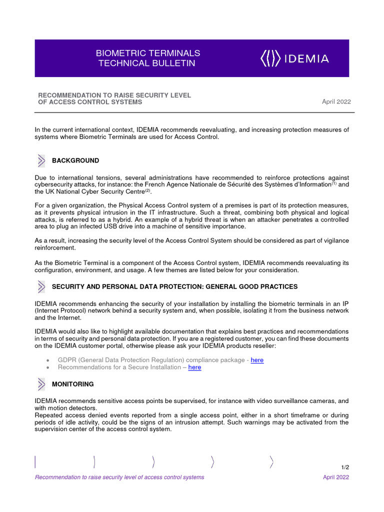 IDEMIA Security Bulletin - April 2022 | PDF | Computer Security | Security