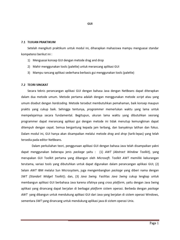 Modul Pemrograman Java Netbean GUI Kelas XI | PDF Modul Pemrograman Java Netbean GUI Kelas XI | PDF
