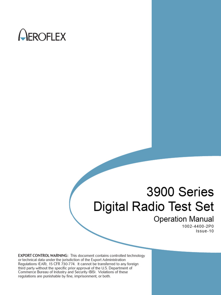 3900 Series Digital Radio Test Set: Operation Manual | PDF | Electrical ...