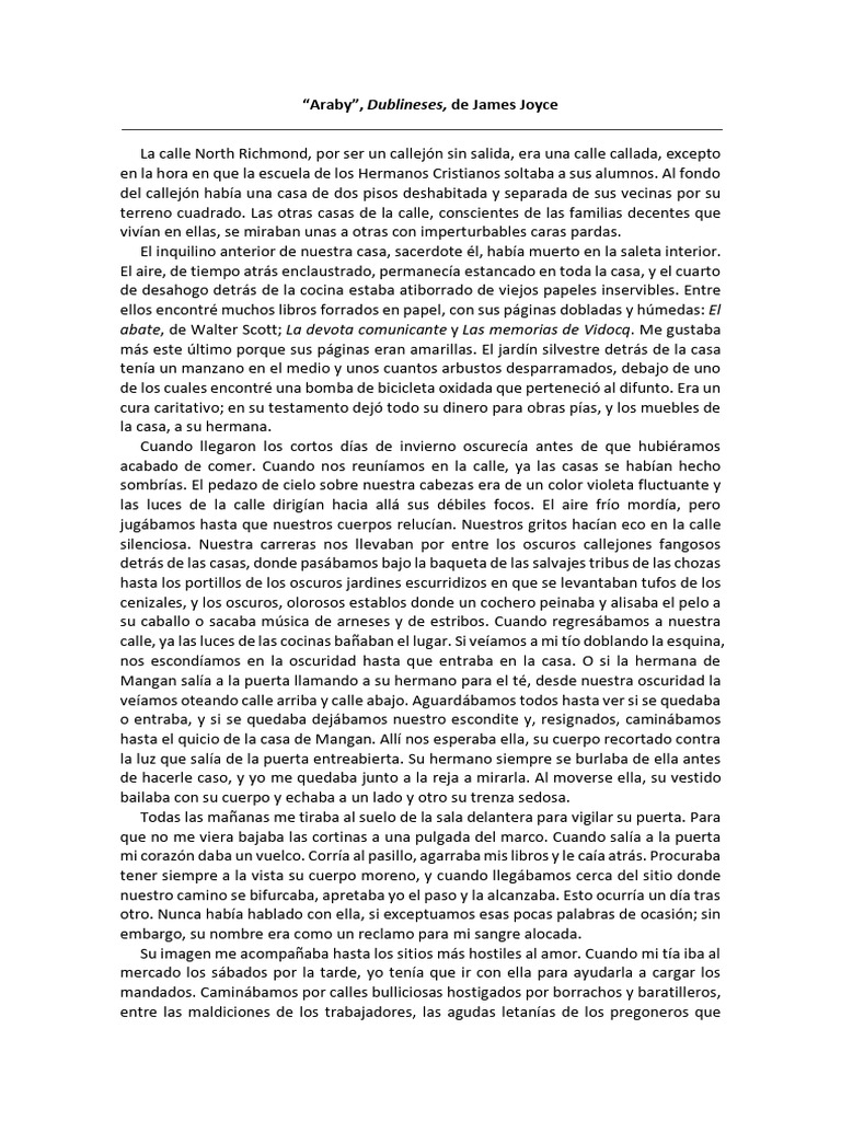 Araby, de James Joyce | PDF