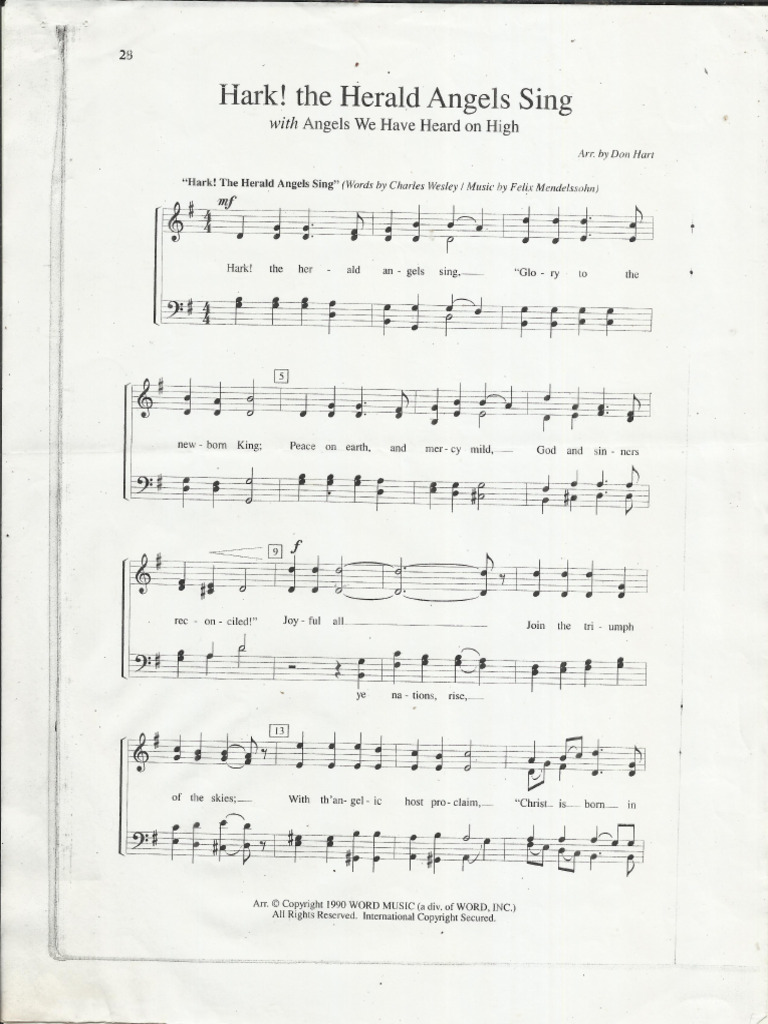 Hark! The Herald Angel Sing With Angels We Have Heard On High | PDF