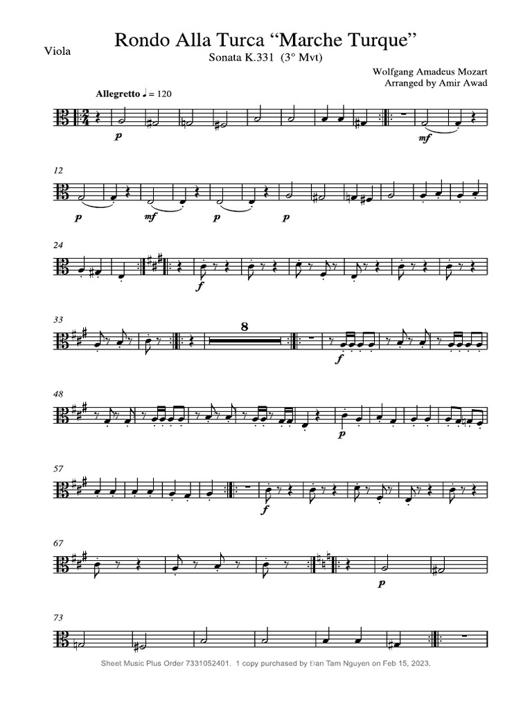 Turkish March Viola | PDF
