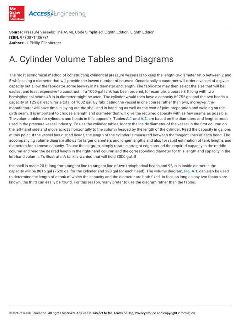 Cylinder Volume Tables and Diagrams | PDF | Volume | Gallon