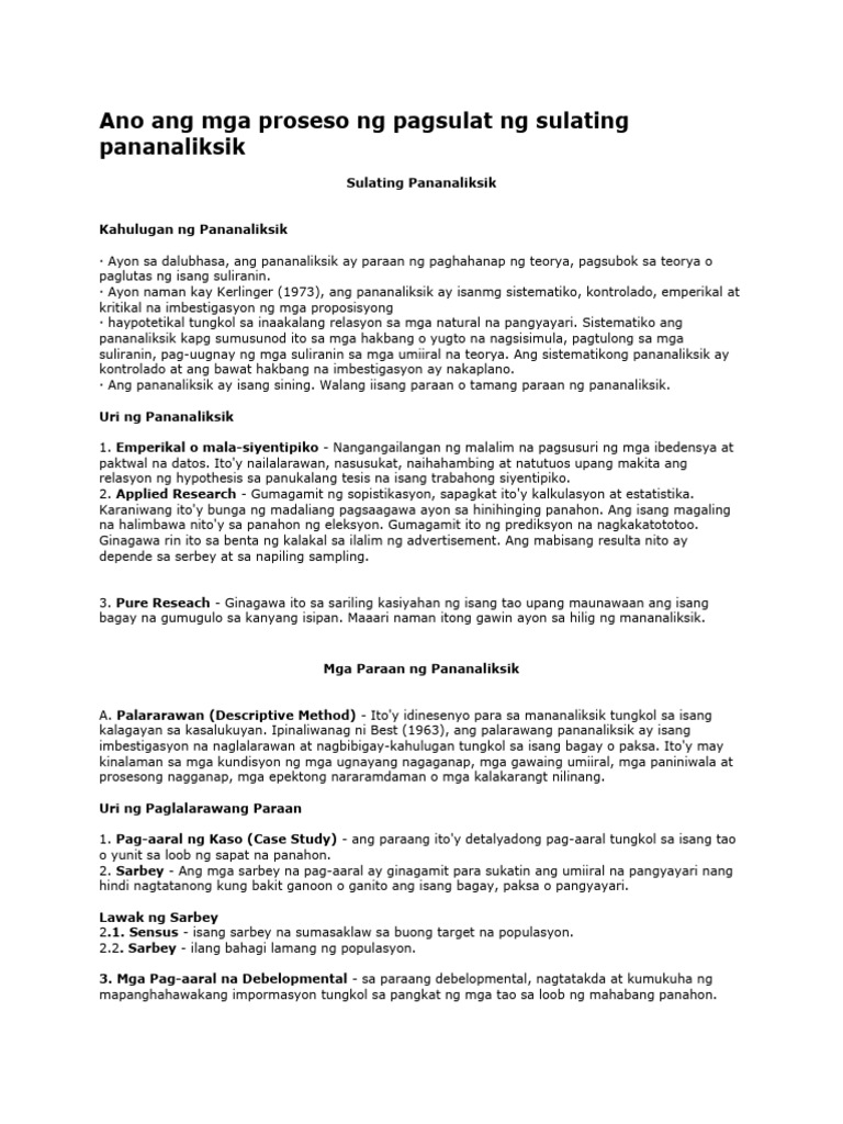 proseso ng pagsulat ng sulating pananaliksik | PDF proseso ng pagsulat ng sulating pananaliksik | PDF