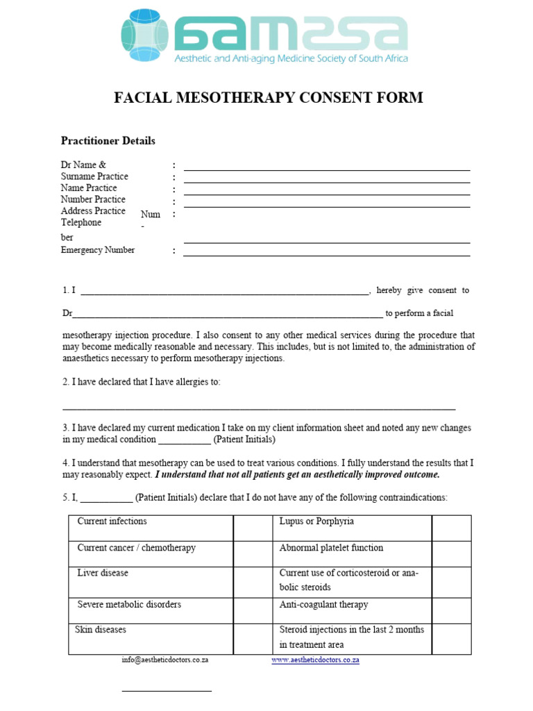Facial Consent Form 24 | PDF | Informed Consent | Injection (Medicine)
