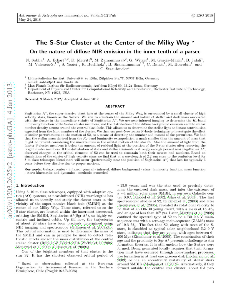 S cluster | PDF | Stars | Milky Way
