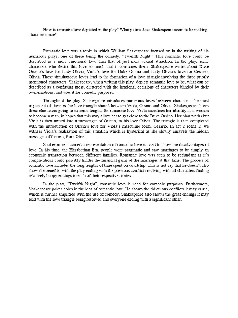 How Is Romantic Love Depicted in The Play | PDF | Twelfth Night ...