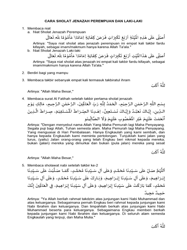 Tata Cara Sholat Jenazah Lengkap | PDF | Agama & Spiritualitas