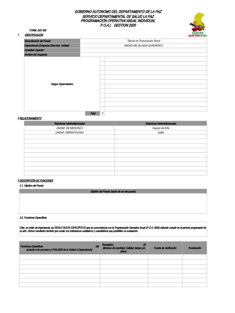 Formulario Poai 2020 H. C. | PDF