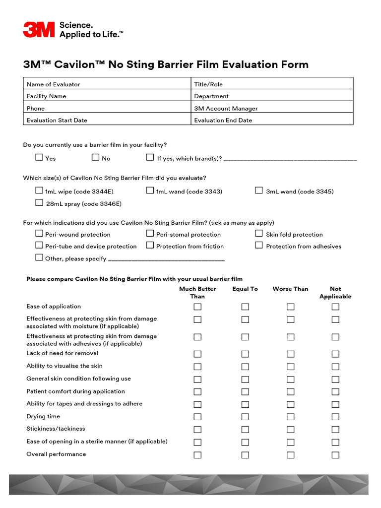 15 Cavilon NSBF - Feedback Form | PDF