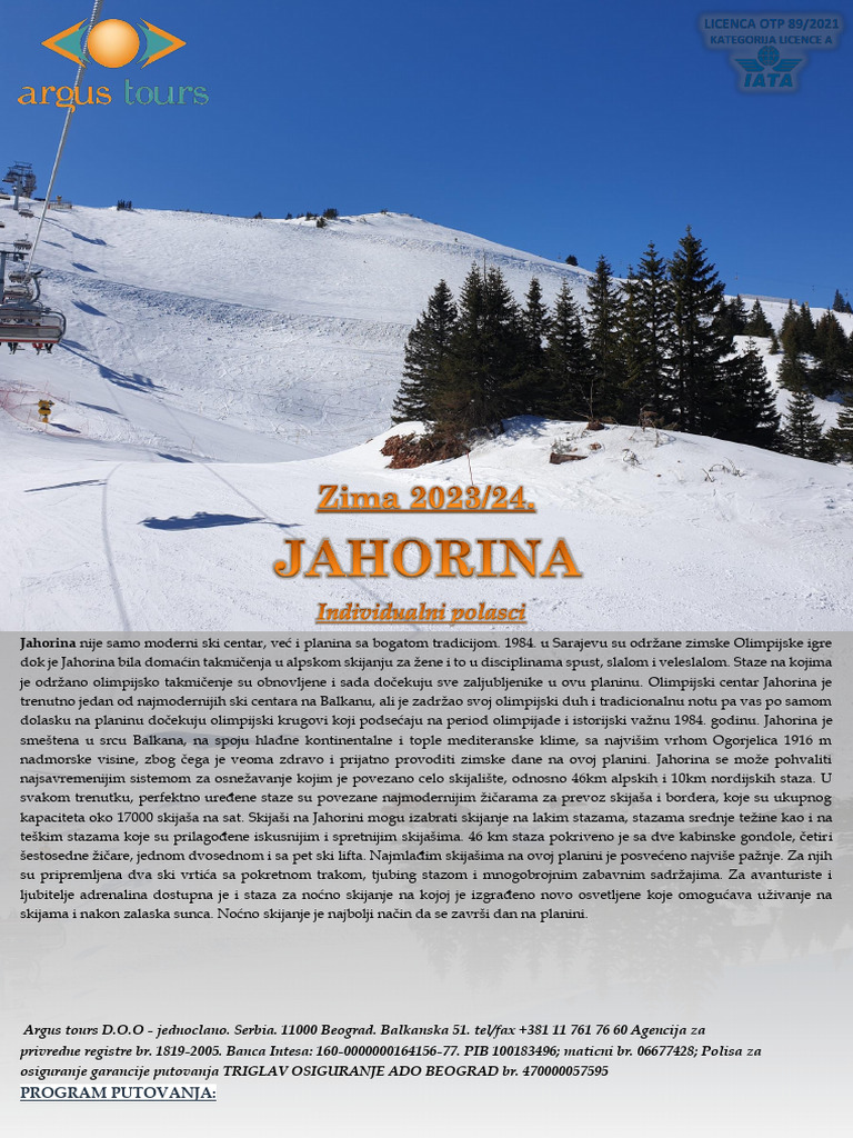 Jahorina Zima 2023 24 Individualni Polasci - (12838) | PDF