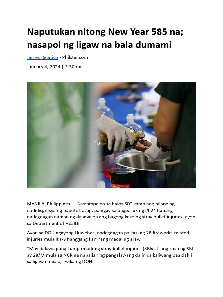 Naputukan Nitong New Year 585 Na | PDF