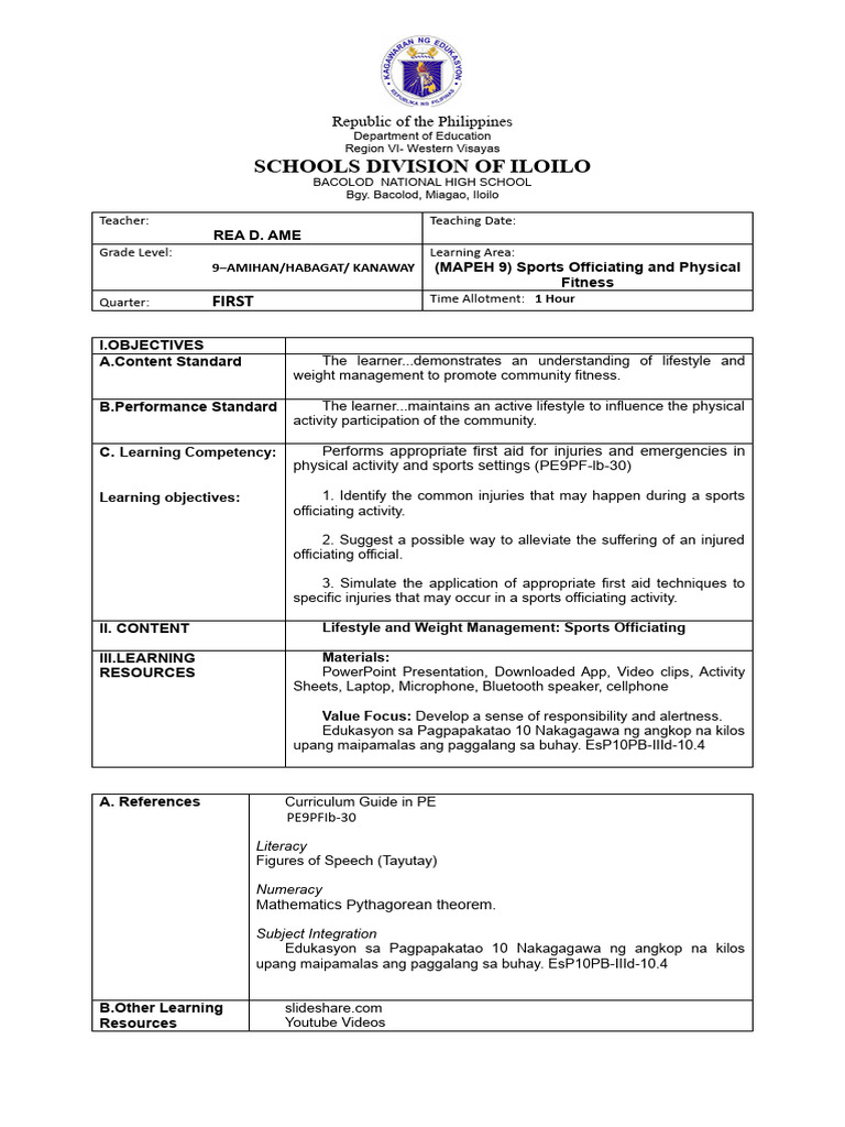 Cot 1 Mapeh 2022.edited | PDF | First Aid | Learning