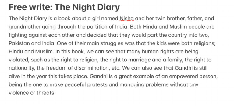 Free Write The Night Diary | PDF