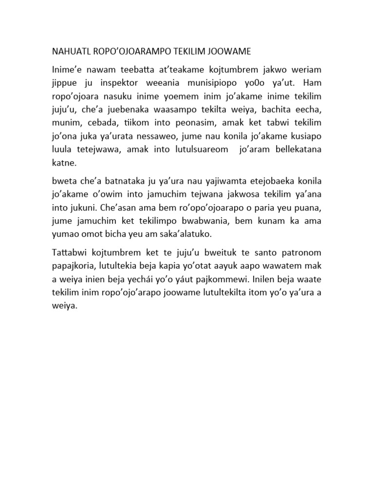 Nahuatl Ropo'ojoarampo | PDF