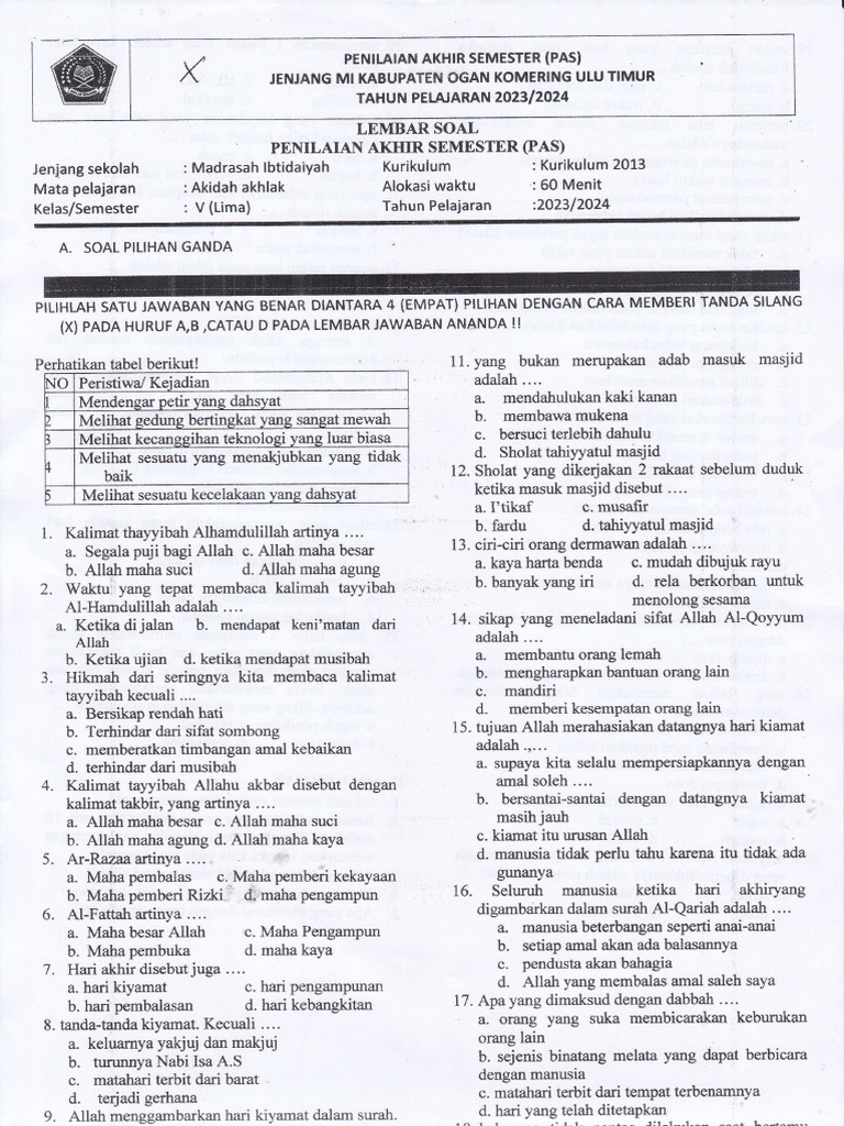 Soal Pas, 2023 | PDF