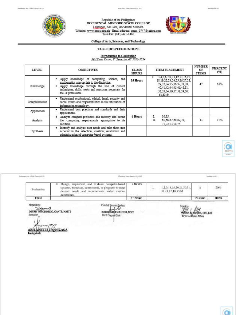 Introduction To Computing TOS 23-24 2 | PDF