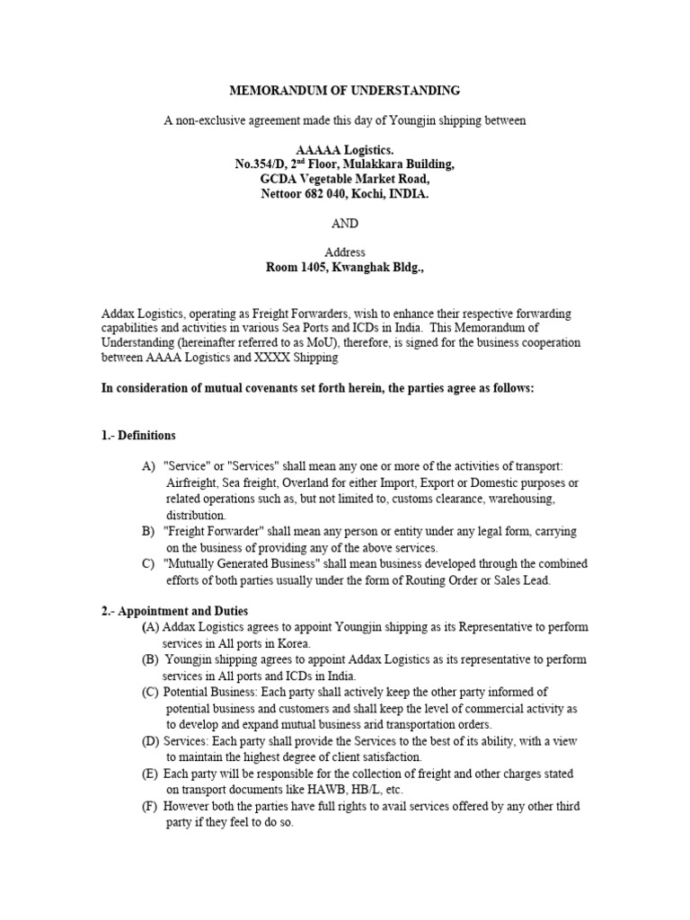 Agency Agreement | PDF | Legal Liability | Logistics