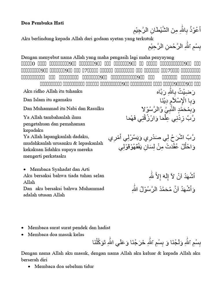 Doa Pembuka Hati dan Artinya | PDF