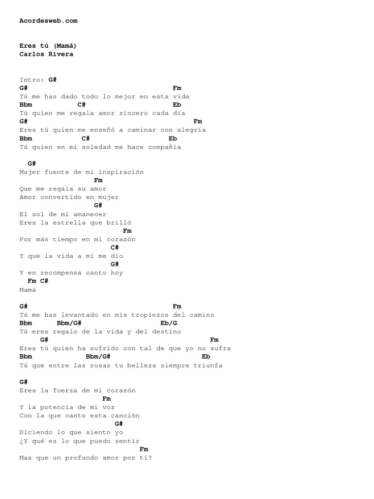 Eres T Mam Carlos Rivera Acordesweb Com | PDF