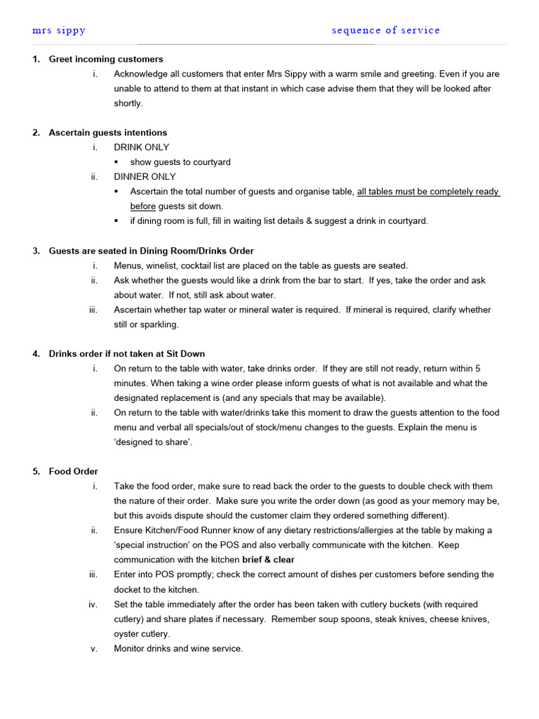 Sequence of Service 7-7-15 | PDF | Payments | Menu